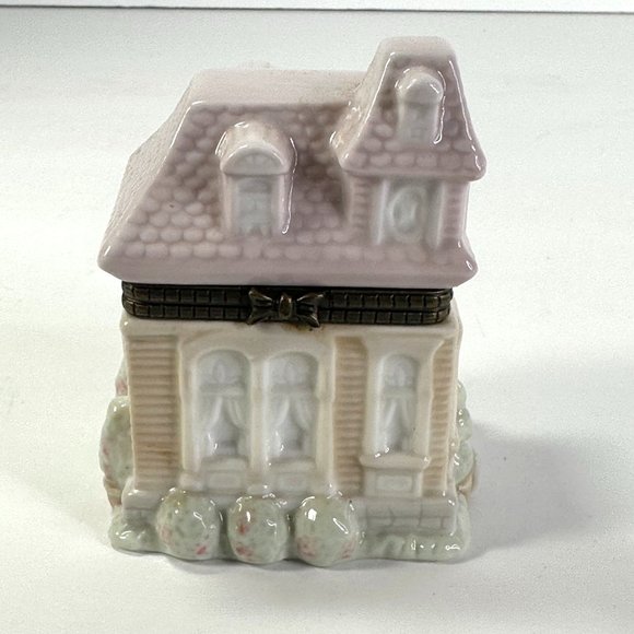 Accents | Porcelain Pastel Cottage With Hinged Lid For Trinkets Or ...